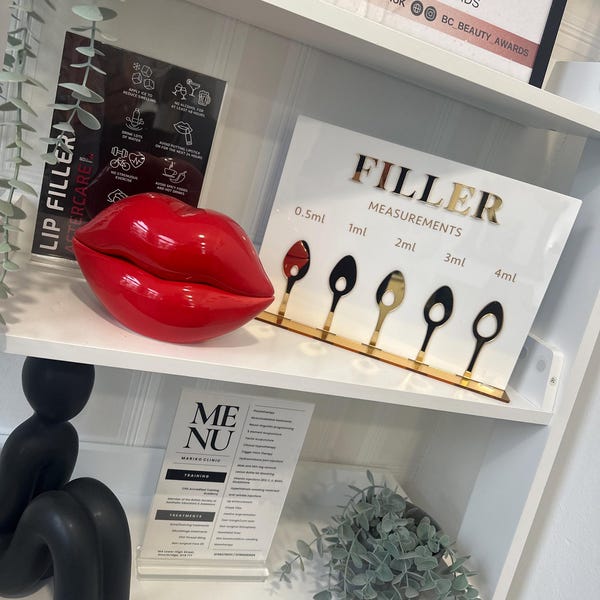 Filler Measurements Spoon Sign + Stand | Lip Filler Syringe Volume ...