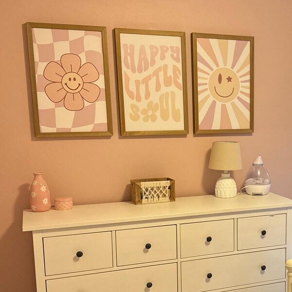 Set of 6 Checkered Girl Power Art, Kids Rainbow Good Vibes Print ...