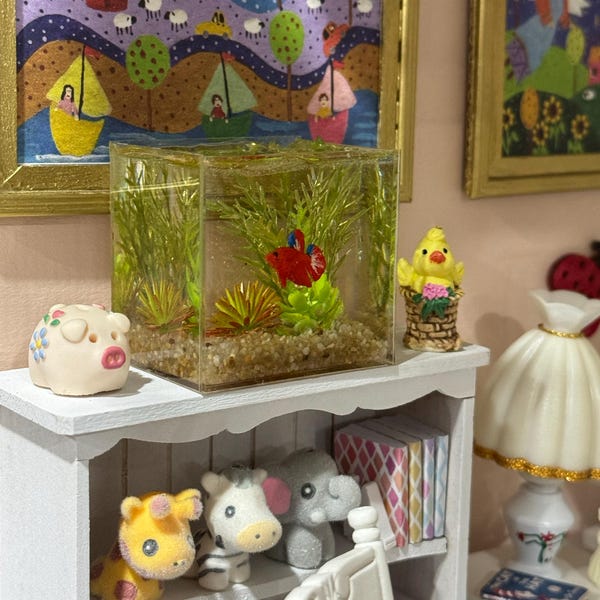 Miniature Clay Axolotl With Little Pagoda in the Tank - Etsy