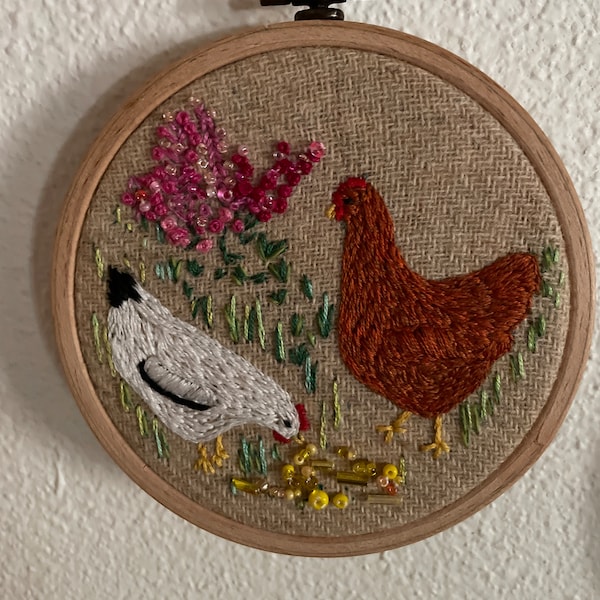 Farmyard Hens Embroidery Kit - Etsy