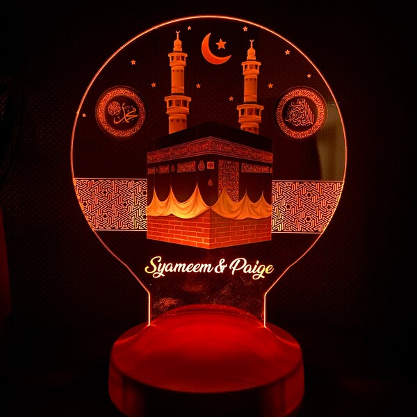 Kaaba With Name Night Lamp, İslamic Room Decor, Gift for Muslim Friend ...