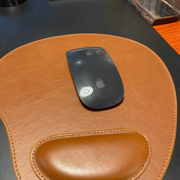 Leather Oval Mouse Pad With Wrist Rest, Personalized, Hand Crafted ...