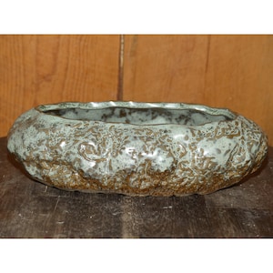 Premium Large Shallow Succulent Planter Pot, Ceramic With Decorative ...