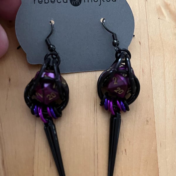 Purple Goth Spike D20 Earrings - Witchy Spike Dice Jewelry - Etsy