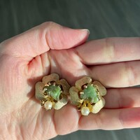 Elsa Schiaparelli Necklace/large Green Stones/unfoiled Oval & Pear ...