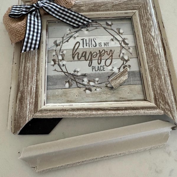 This is My Happy Place Shiplap Cotton Wreath | Buffalo Plaid Burlap ...