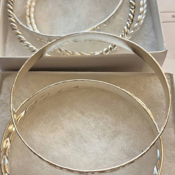 Sterling Silver Bangles, 7 Design Bangles Set*handmade Bangles off All Occasion* Stackable ...