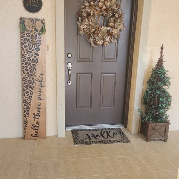 Leopard Hello There Porch Leaner, Welcome Porch Sign, Front Door Sign ...