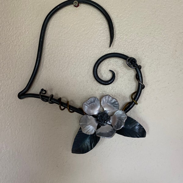 Forged Iron Heart Wall Artwork - Personalized Metal Sculpture - Wedding ...