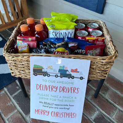Delivery Driver Thank You Snack & Drink Sign, Merry Christmas ...