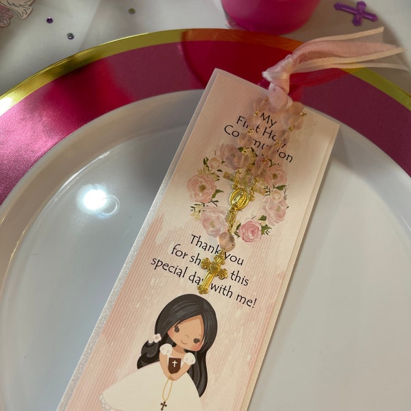 Girl's First Communion Favor, Baptism, Bookmark, Remembrance Card With ...