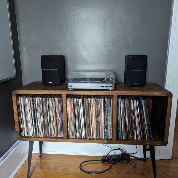Solid Wood Record Player Stand/ Modern Wood Record Storage - Etsy