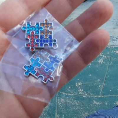 Multicolored Rhinestone Autism Awareness Puzzle Piece Charm - Etsy