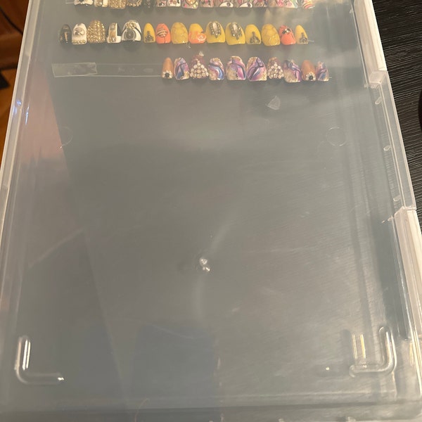 Press on Nail Storage Box Organize Fake Nail Set Acrylic Box Glue on ...