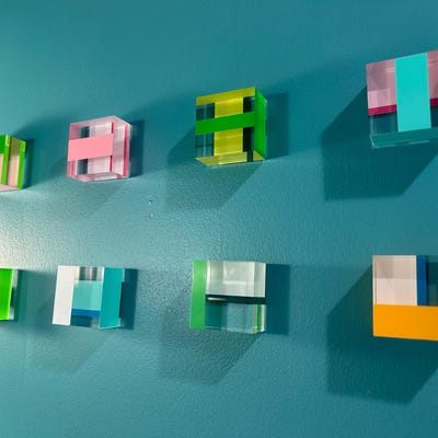 Packs of 30 Plexiglass Blocks With Plaid Pattern Vinyl Art on Acrylic ...