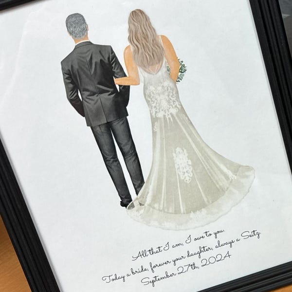 Personalized Bride and Dad Portrait Art PRINT | Father of the Bride ...