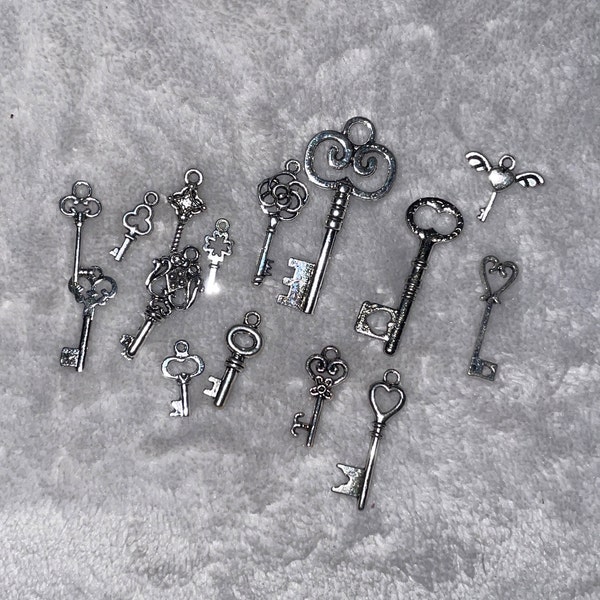 The Ultimate Key Charms Collection - 15 Different Antique Silver Tone ...