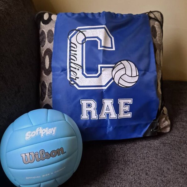 Custom Volleyball Drawstring Bag, Volleyball, School Spirit, Volleyball ...