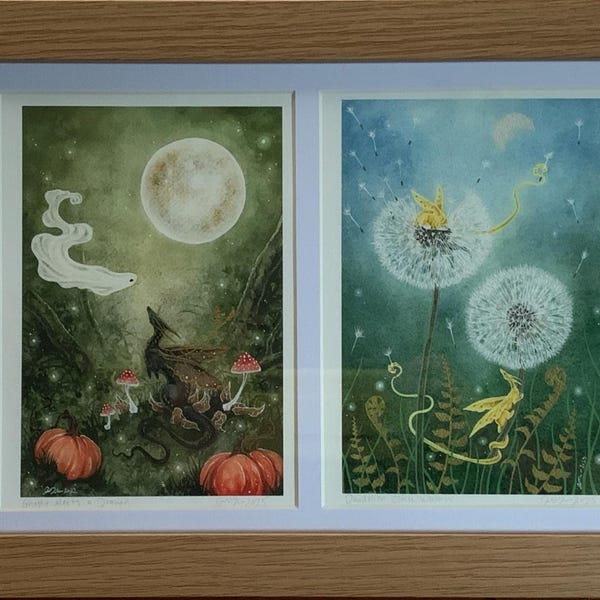 Fairy Art Watercolor Print - Story Time - Fantasy Art. Dragon Art. Whimsical. Illustration. - Etsy