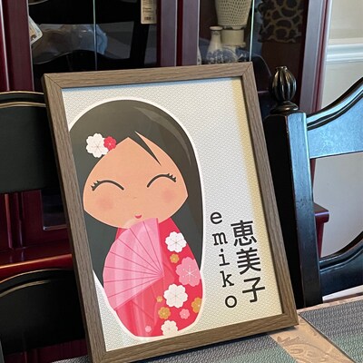 Custom Kokeshi Wall Art/party Decor With Name in Japanese Katakana ...