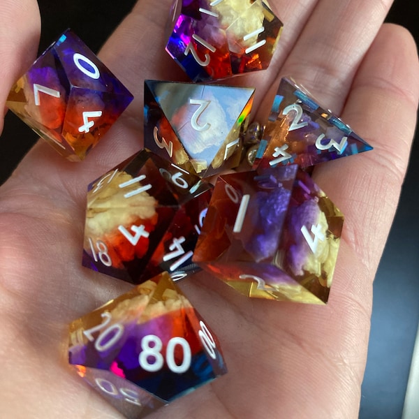 Sunrise Sonata - Gradient Cloud Dice, Handmade Resin Sharp Edge Dnd ...