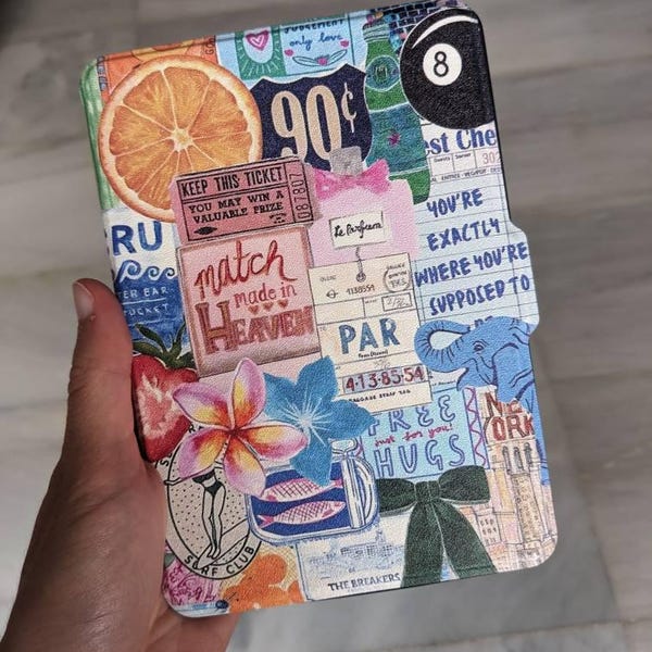 Dog Floral Collage Aesthetic Kindle Case W Hand Grip for 7"/6.8" Kindle ...