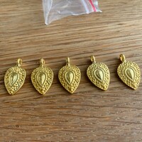 Gold Pinched Drop Paddle Beads, Mykonos Greek Beads, Organic Metal ...