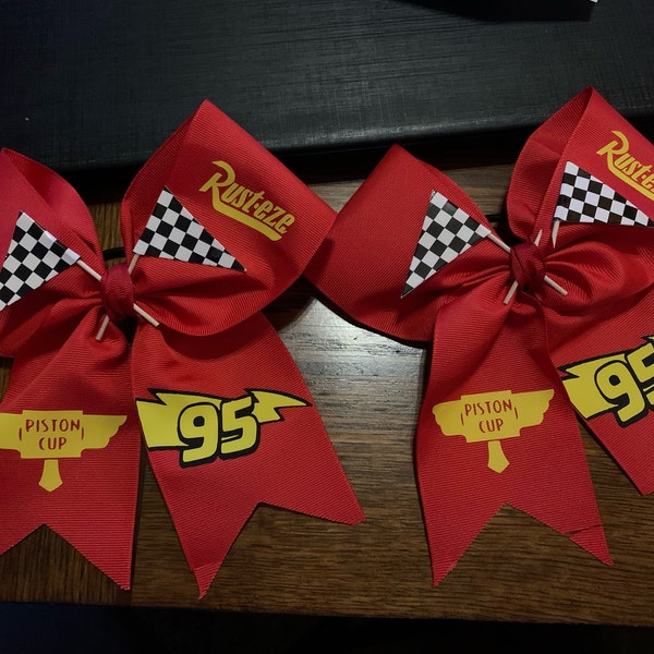Disney Cars "lighting Mcqueen" Inspired Cheer Bow - Etsy