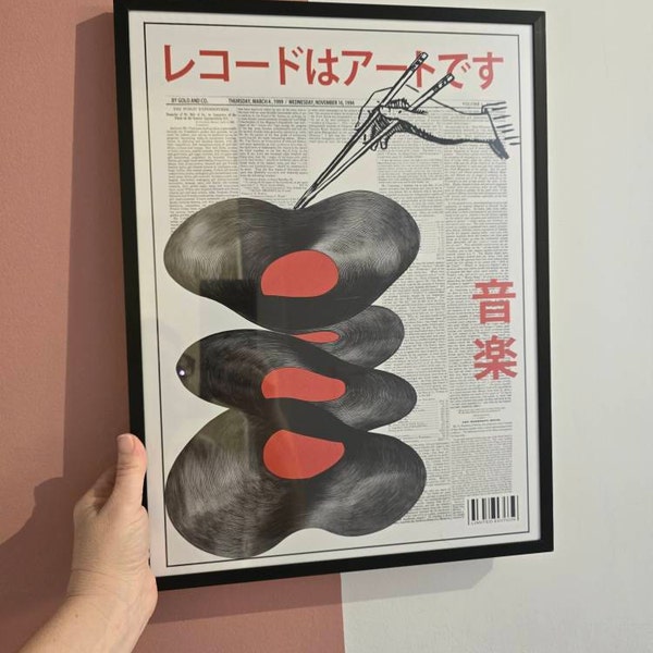 Japanese Retro Music Poster, Vintage Vinyl Wall Art, Japandi Exhibition ...