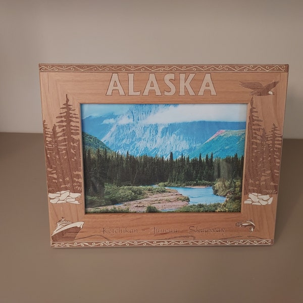 Alaska-ketchikan-juneau-skagway Laser Engraved Wood Picture Frame - Etsy