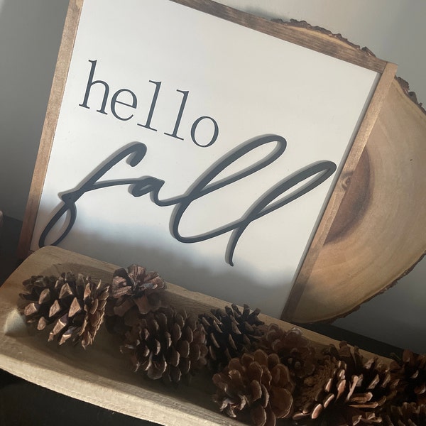 Hello Fall Wood Sign: 3D Lettering, Modern Farmhouse Decor - Etsy