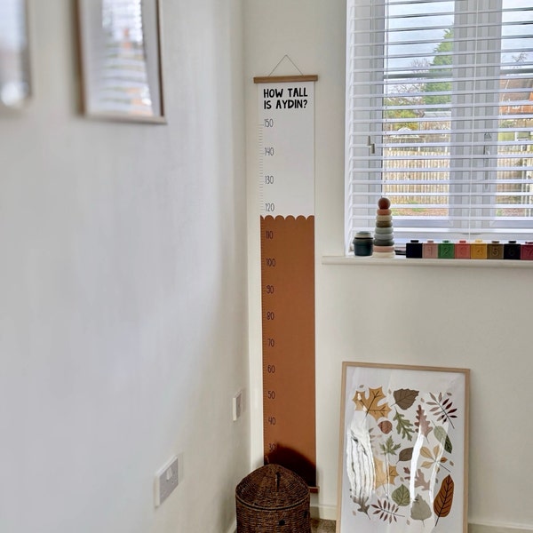 Personalised, Canvas Height Chart, Growth Chart,scandi, Scallop Decor ...