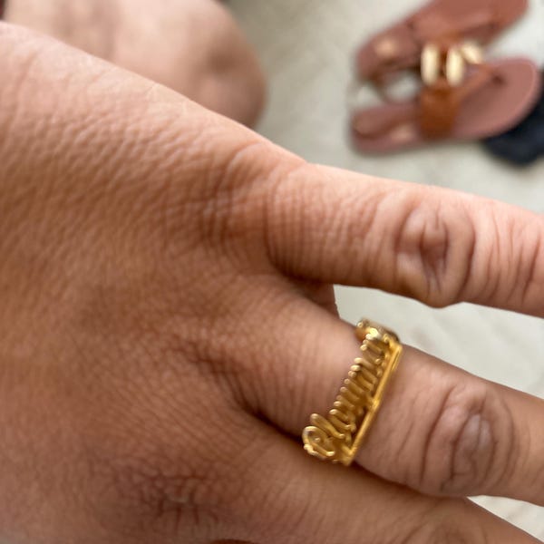 Personalized Name Ring - Cursive Font Name Ring - Custom Name Ring ...
