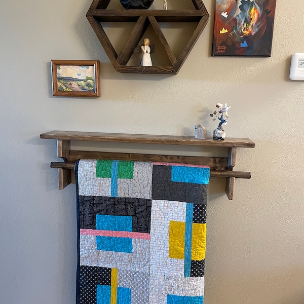 Quilt Rack – Single Quilt Rack - Wooden Quilt Rack - Quilt Rack Wall ...