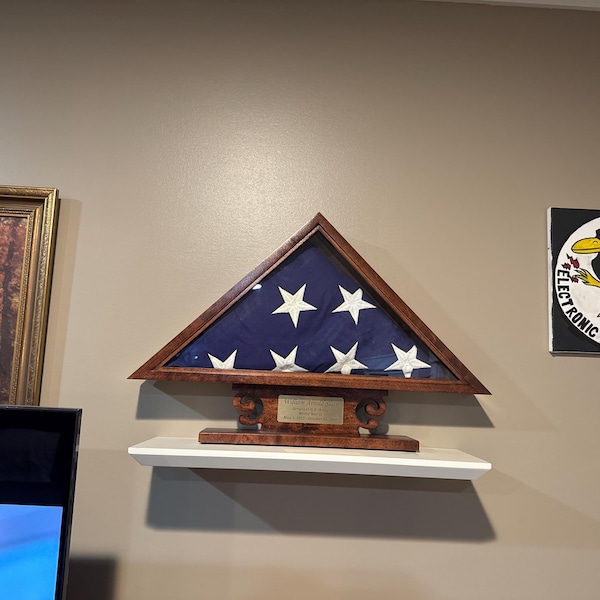 Military Retirement Shadow Box, American Flag and Certificate Wood Case ...