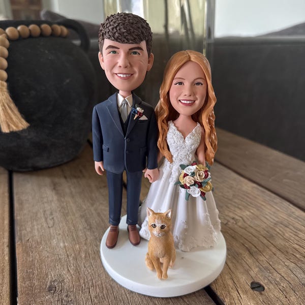 Handmade Custom Marry to Me Kiss Wedding Bobble Head Handmade Polymer ...