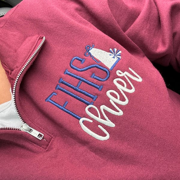 ADULT - Cheer Mascot Quarter Zip Pullover With Name on Sleeve in ...