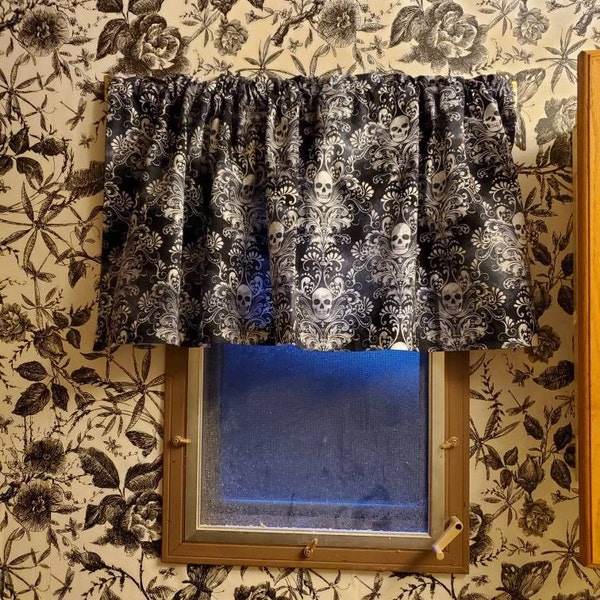 Victorian Inspired Filigree & Skulls Choice of Window Valance or Cafe ...