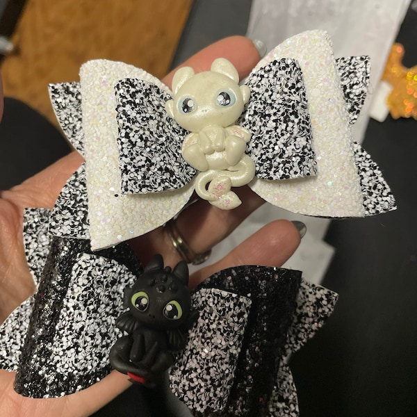 Dragon Bow...toothless Bow...light Fury Bow..glitter Bow..5 Inch Bow ...