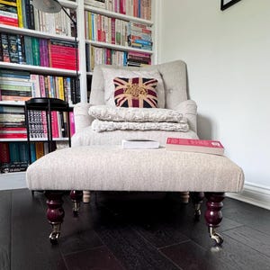 Beautiful Upholstered Large Handmade Footstool in Wool Check Tartan Uk ...