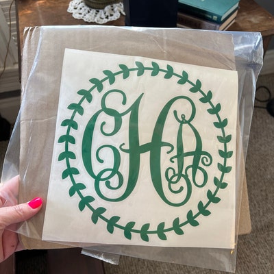 Monogram Vinyl Decal, Monogram Sticker Personalized Monogram, Circle or ...