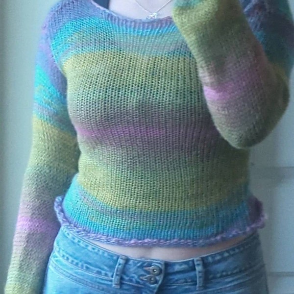 Handmade Ombré Knit Sweater / Jumper UK Size 6-10 With Side Splits and ...