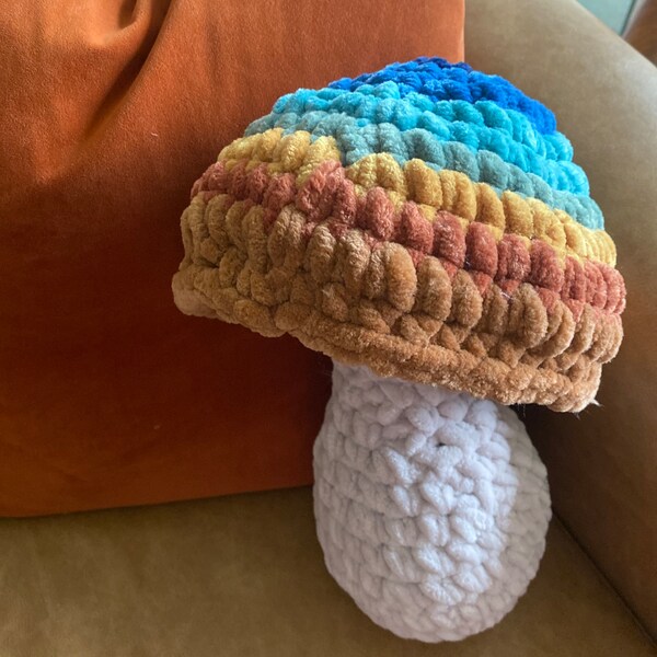 Rainbow Mushroom Pillow, Stuffie, Plushie, Boho Chic Decor for Living ...
