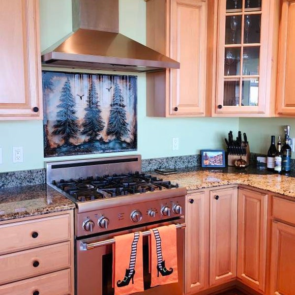 Tempered Glass Backsplash-life of Tree Backsplash Tiles-metal ...