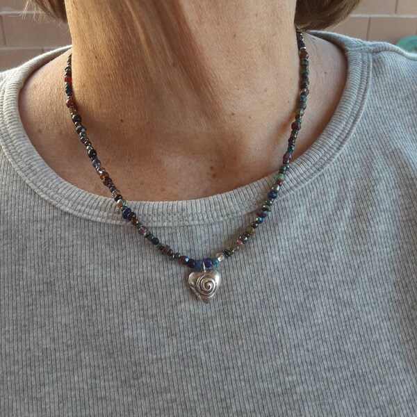 Karen Hill Tribe 97% Sterling Silver BOHO UNISEX Distressed Heart Charm ...