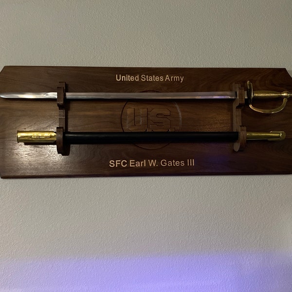 NCO Sword Display, U.S. Army Saber Display, Military Sword Mount, Sword ...