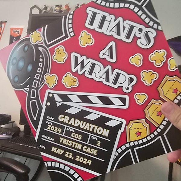 Custom Grad Cap Topper That's A Wrap Movie Theater Graduation Cap Film ...