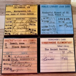 Book Lovers Coaster Set Library Due Date Card Wood Coasters Gifts for ...
