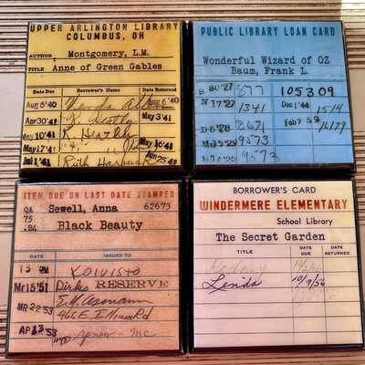 Book Lovers Coaster Set Library Due Date Card Wood Coasters Gifts for ...