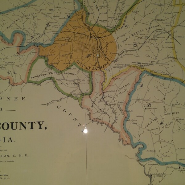 1898 Map of Clarke County Georgia Athens Landowner Reprint - Etsy